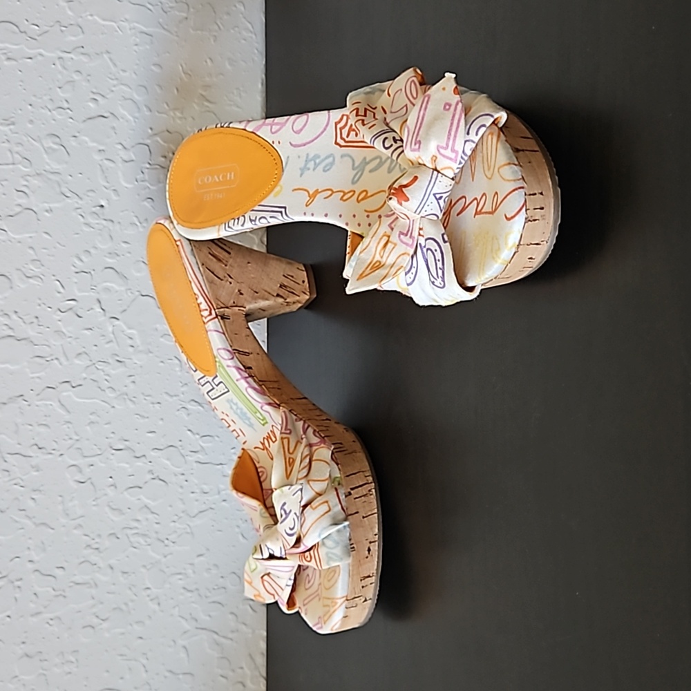 Coach Karen Graffiti Poppy Pop Cork Heels Slide Sanda… - Gem